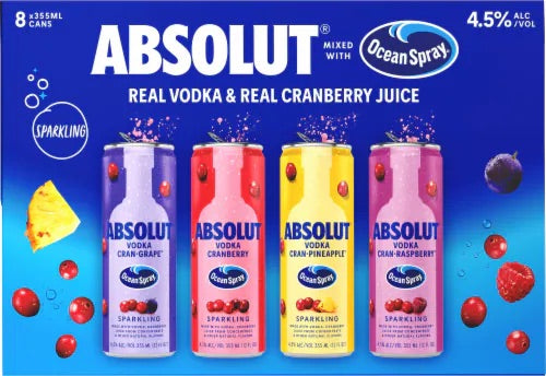 Absolut® Vodka + Ocean Spray® Sparkling Cocktail Variety 8 Pack – Wine ...